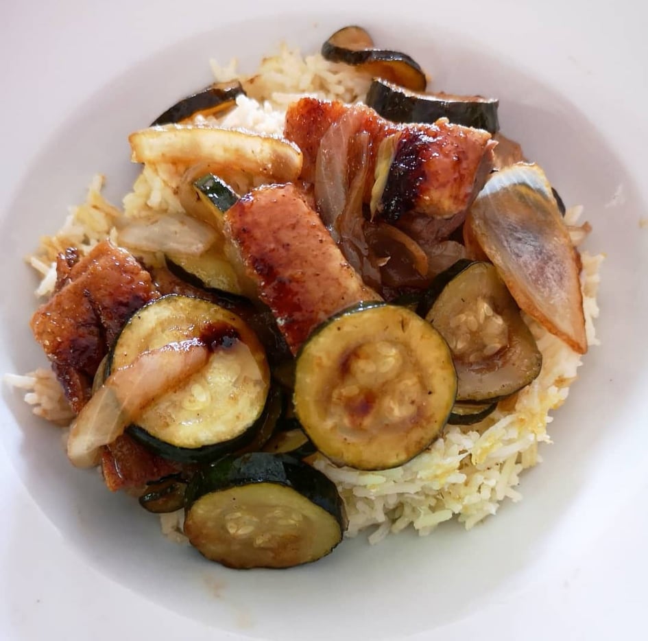 Monday’s meals #17 Savoury lemon duck with courgette and eggy rice ...